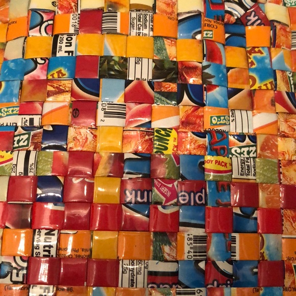 Bags | Trendy Repurposed Label Tote Bag | Poshmark